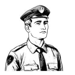 Police officer drawing isolated hand drawn Vector Image