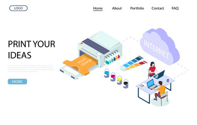 Printing services website landing page Royalty Free Vector