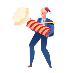 Excited office employee man Royalty Free Vector Image