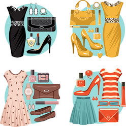 Fashion set in a style flat design Royalty Free Vector Image