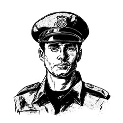 Police officer drawing isolated hand drawn Vector Image