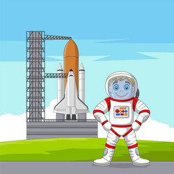 Cartoon boy astronaut in the spaceship Royalty Free Vector