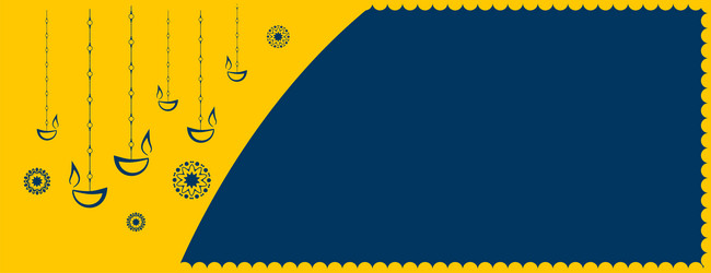 Realistic diya with text space on yellow banner Vector Image