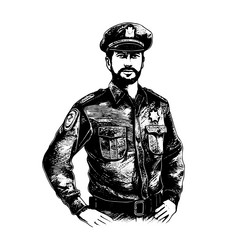 Police officer drawing isolated hand drawn Vector Image
