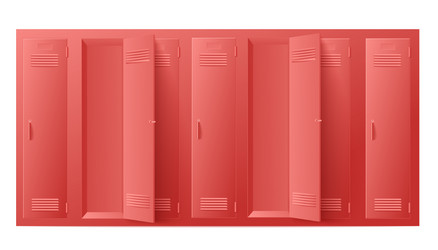 Template school lockers in two rows realistic Vector Image