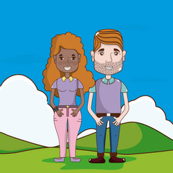 Cute and funny couple cartoon Royalty Free Vector Image