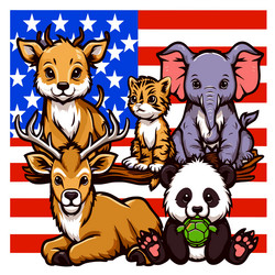 Wild animals on us flag Royalty Free Vector Image