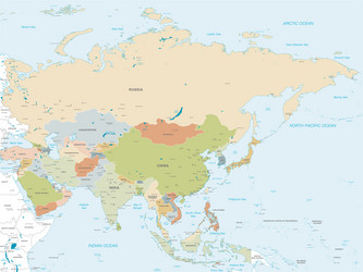 Asia map greyscale Royalty Free Vector Image - VectorStock