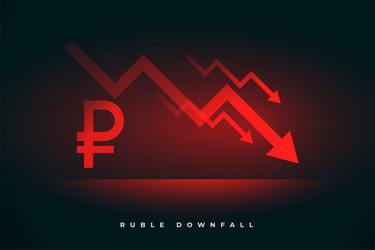 Economic downfall with russian ruble falling down Vector Image