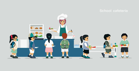 Kids eating at the school cafeteria Royalty Free Vector
