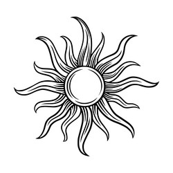 Tarot sun sketch gothic star for retro Royalty Free Vector