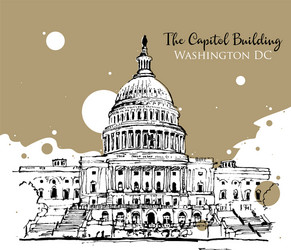 Drawing sketch capitol building in usa Royalty Free Vector