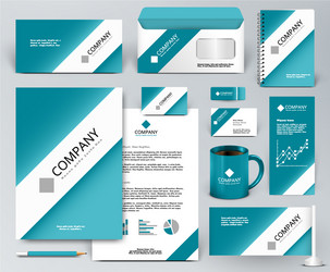 Professional blue branding design kit with cubes Vector Image