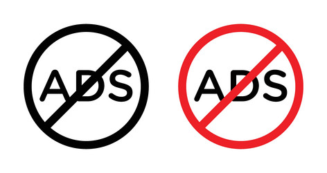 Ad blocker icon set ban and stop add symbol Vector Image