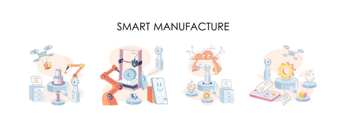 Manufacturing process at production industry Vector Image
