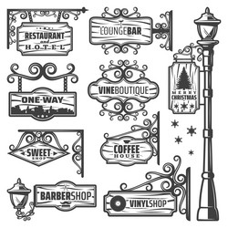 Signage sign pole frame street a set of street Vector Image