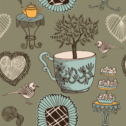 Vintage afternoon tea background Royalty Free Vector Image