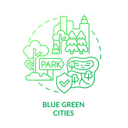 Blue green cities concept icon Royalty Free Vector Image