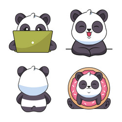 Cute Panda with Computer Vector Images (over 130)