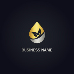 Droplet leaf nature gold logo Royalty Free Vector Image