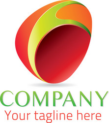 Orange and red abstract glossy logo icon of Vector Image