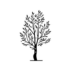 Quercus icon hand draw black colour tree logo Vector Image