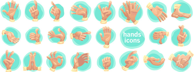 Collection flat hand symbols holding Royalty Free Vector