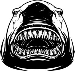 Shark head icon set of ocean life line design Vector Image