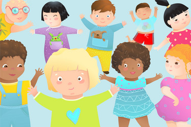 Multicultural School Children Clip Art