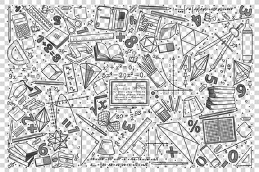 Hand writing math formula and doodle on notebook Vector Image