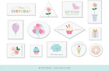 Sweet postage stamps set Royalty Free Vector Image
