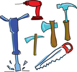 Carpentry tools hand drawn set on white Royalty Free Vector