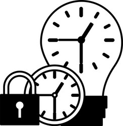 Work time clock creativity Royalty Free Vector Image
