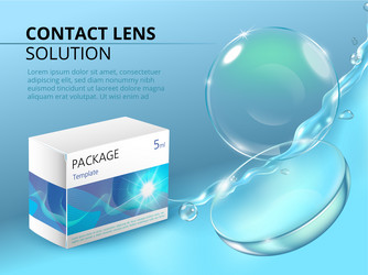 Ads template with realistic contact lens water Vector Image