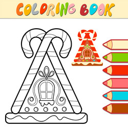 Christmas coloring book or page gingerbread house Vector Image