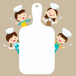 Kids menu frame children chefs cook with cutting Vector Image