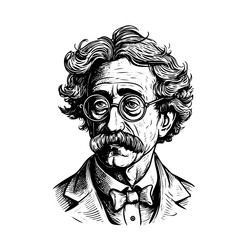 Professor drawing isolated hand drawn engraved Vector Image