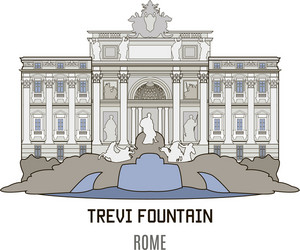 Sketch of trevi fountain Royalty Free Vector Image