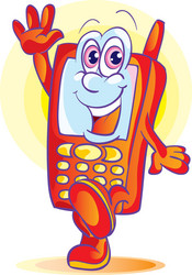 Evil fun mobile cartoon on flame Royalty Free Vector Image