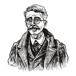 Professor drawing isolated hand drawn engraved Vector Image
