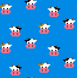 8 bit pixel cow head Royalty Free Vector Image