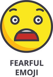 Scared funny smiley emoticon face expression line Vector Image