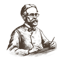 Professor drawing isolated hand drawn engraved Vector Image
