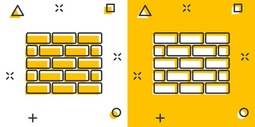 Cartoon wall brick icon in comic style wall sign Vector Image