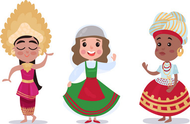 Children wearing national costumes different Vector Image