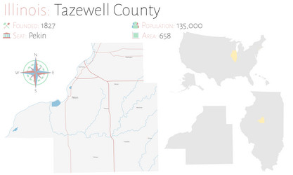 Map of tazewell county in illinois Royalty Free Vector Image