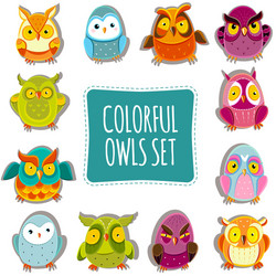 Five cute owls Royalty Free Vector Image - VectorStock