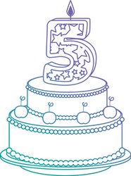 Cute number five with sweet cake Royalty Free Vector Image