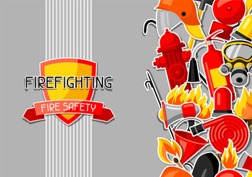 Background with firefighting sticker items fire Vector Image