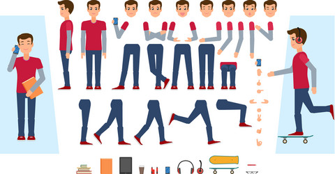 Cartoon male character kit man animation body Vector Image